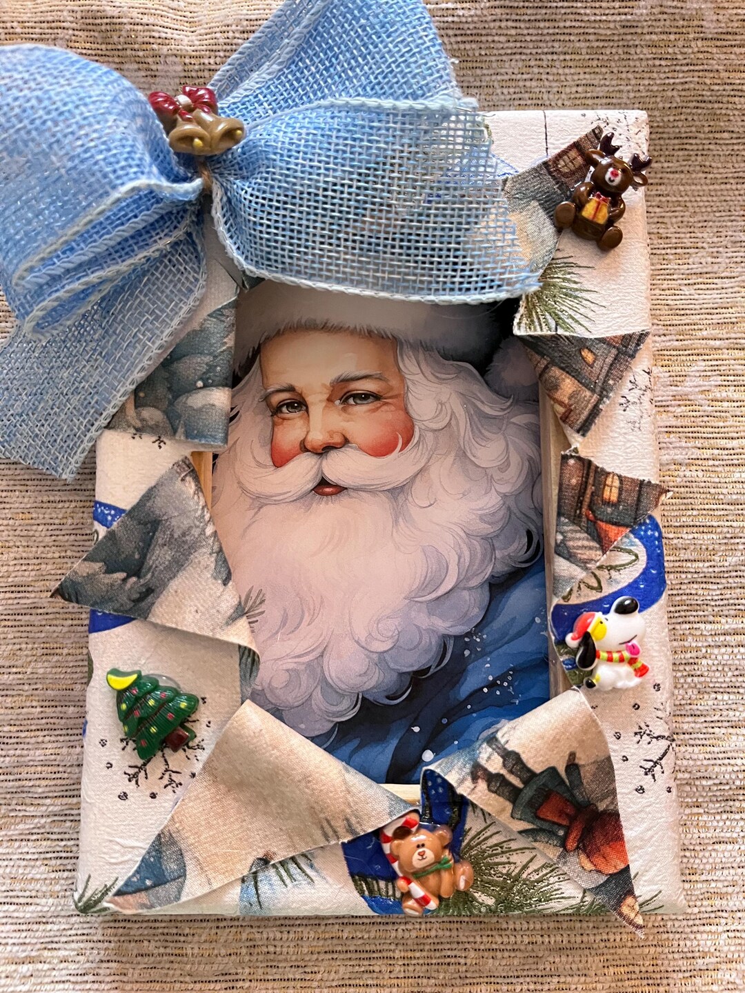 Retro Santa Mini Busted Canvas Santa Wall Decor Holiday Decor 3D Santa ...