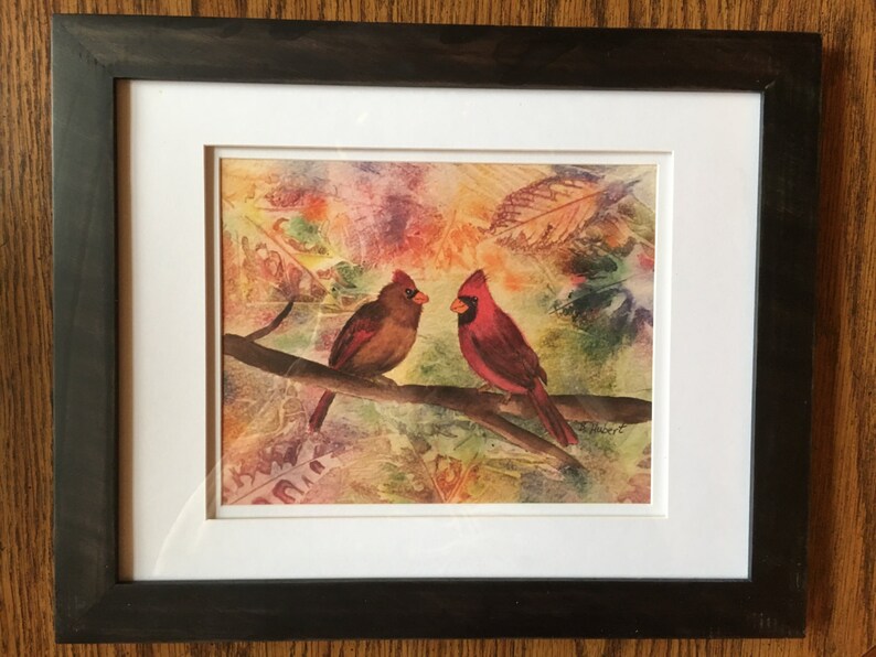 Autumn Splendor, Two Cardinals, is a 9" X 12" Digital Print of Original ...