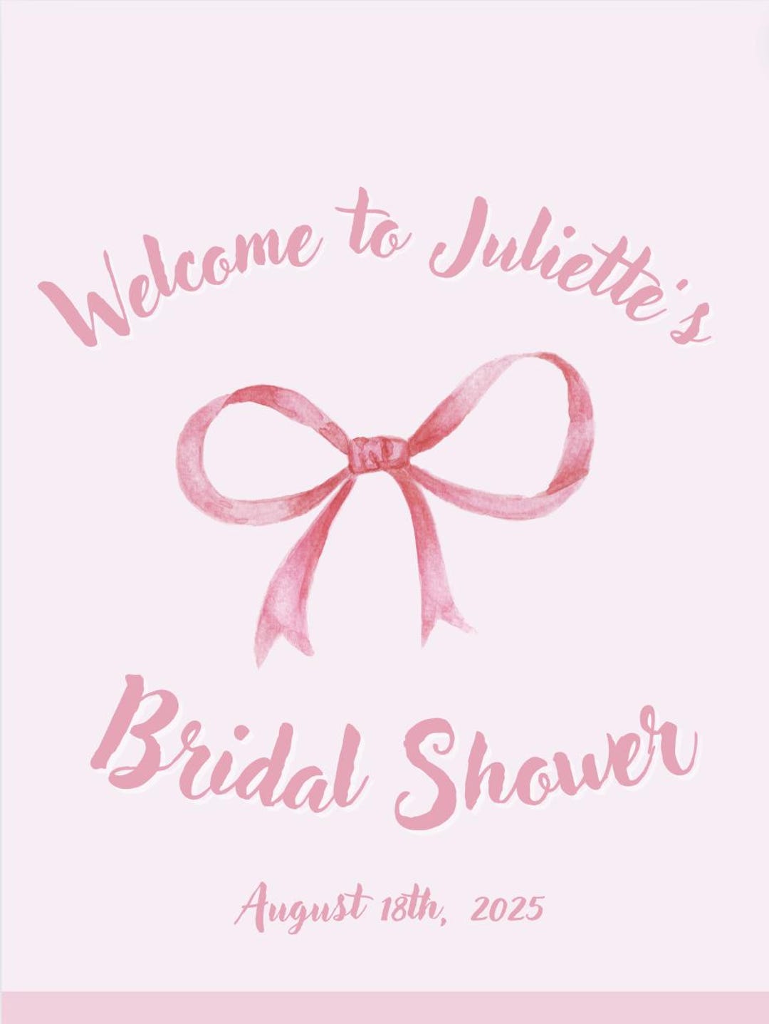 EDITABLE Pink Bow Welcome Sign for Bridal Shower or Baby Shower. Pink ...
