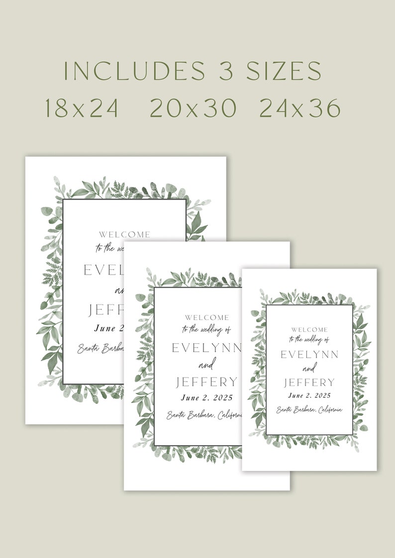 Botanical Garden Wedding Welcome Sign Template, Printable Wedding ...