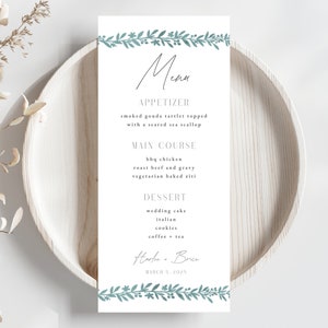 Blooming Border Wedding Menu Template, Floral Border Printable Wedding ...