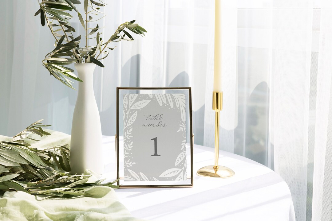 Briar Weddingtable Number Template, Botanical Border Printable Wedding ...
