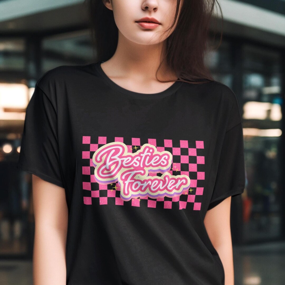 Besties Shirt PNG SVG, Besties Forever Sparkling Png Sisters Pink Shirt ...