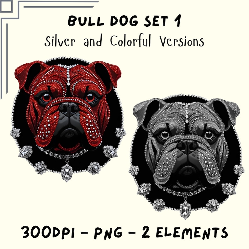 Red Bulldog PNG, French Bull Dog Rhinestone Glittering Clipart PNG ...