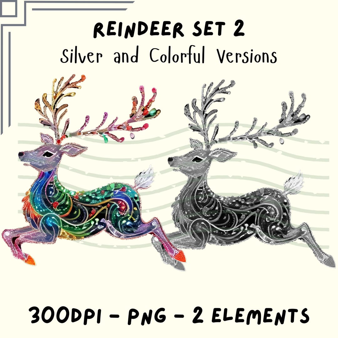 Christmas Reindeer Clipart PNG, Preppy Rhinestone Clipart, Glittering ...