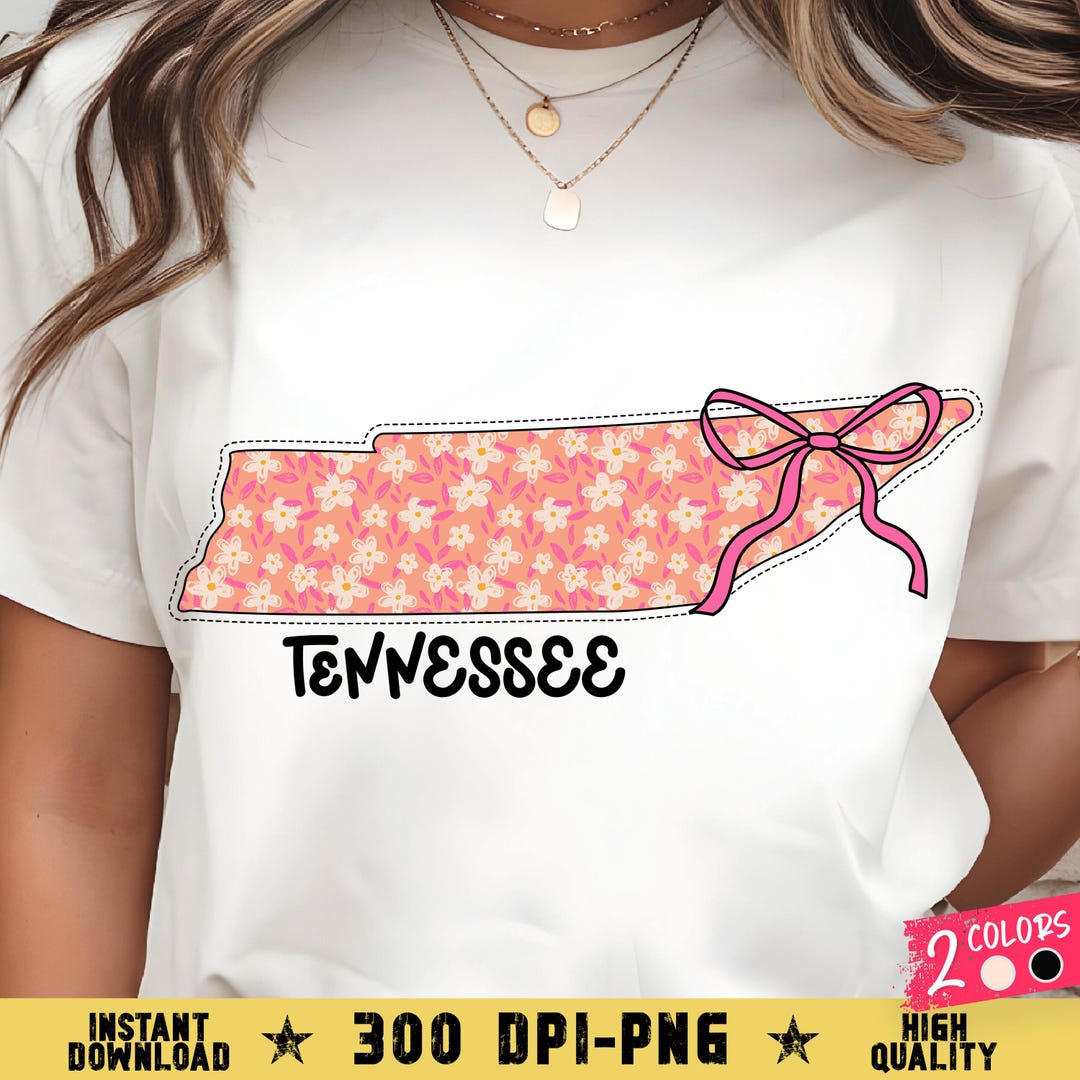 Tennessee State PNG | Pink Bow Sublimation Traveling Shirts Design ...