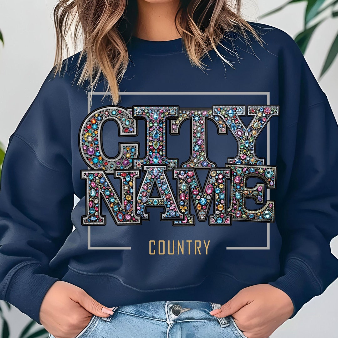 Custom Jeweled City Name PNG: Personalized Family Trip Souvenier Shirt ...