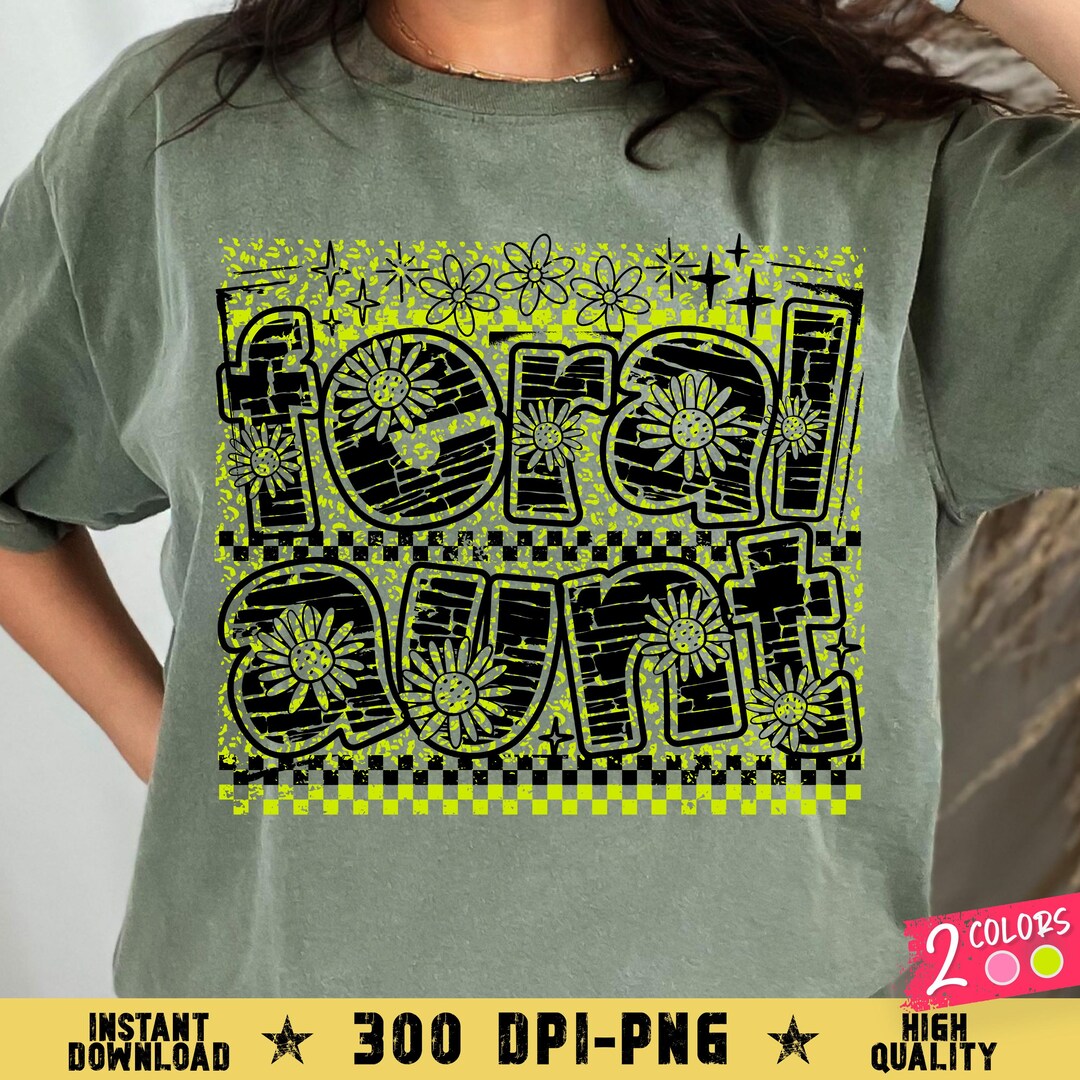 Feral Aunt Checkered PNG: Sassy Retro Funny Sublimation Design (digital ...