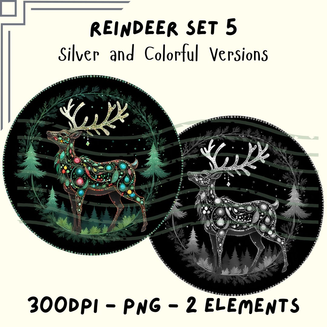 Christmas Reindeer Element PNG, Preppy Rhinestone Clipart, Glittering ...