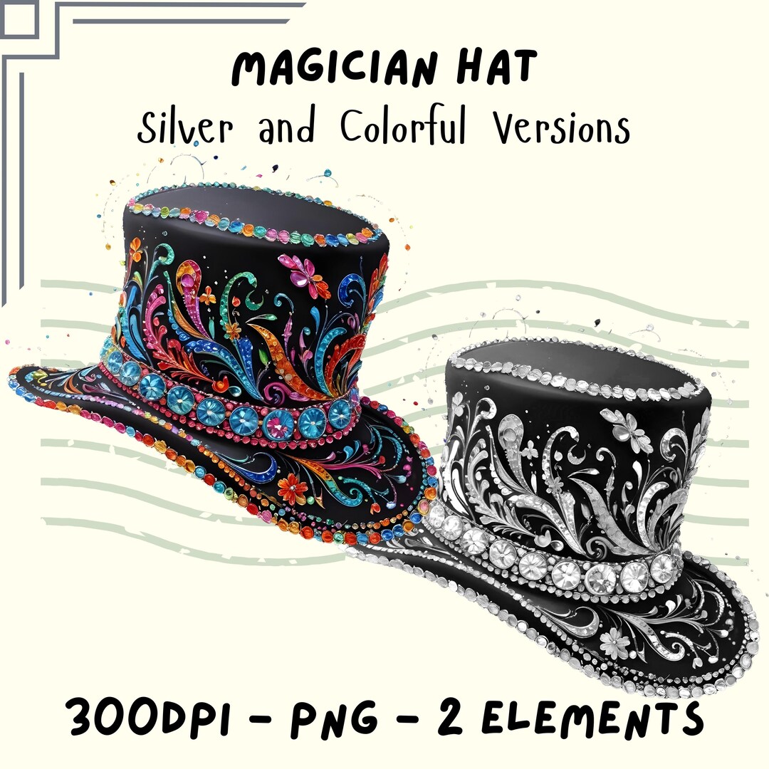 Glittering Magician Hat Clipart PNG, Rhinestone Magician Hat Png ...