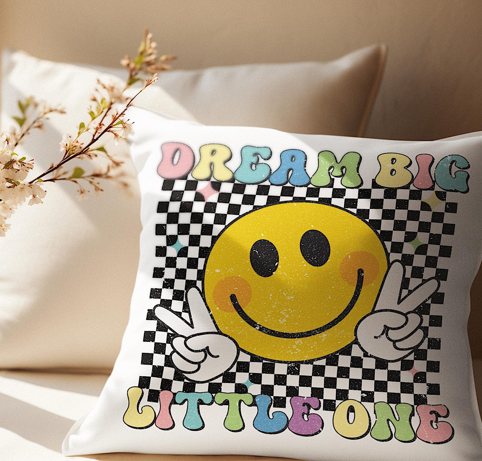 Big Dreams Smiley Face Kids T-shirt PNG: Retro, Motivational ...