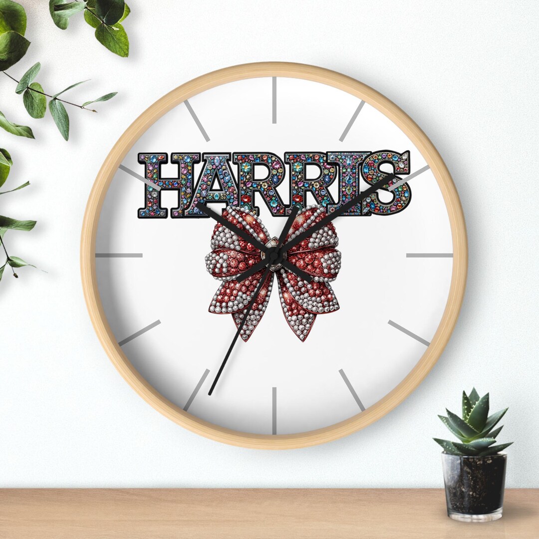 Kamala Harris Rhinestones Bow Wall Clock, Custom Home Decor Unique Gift ...