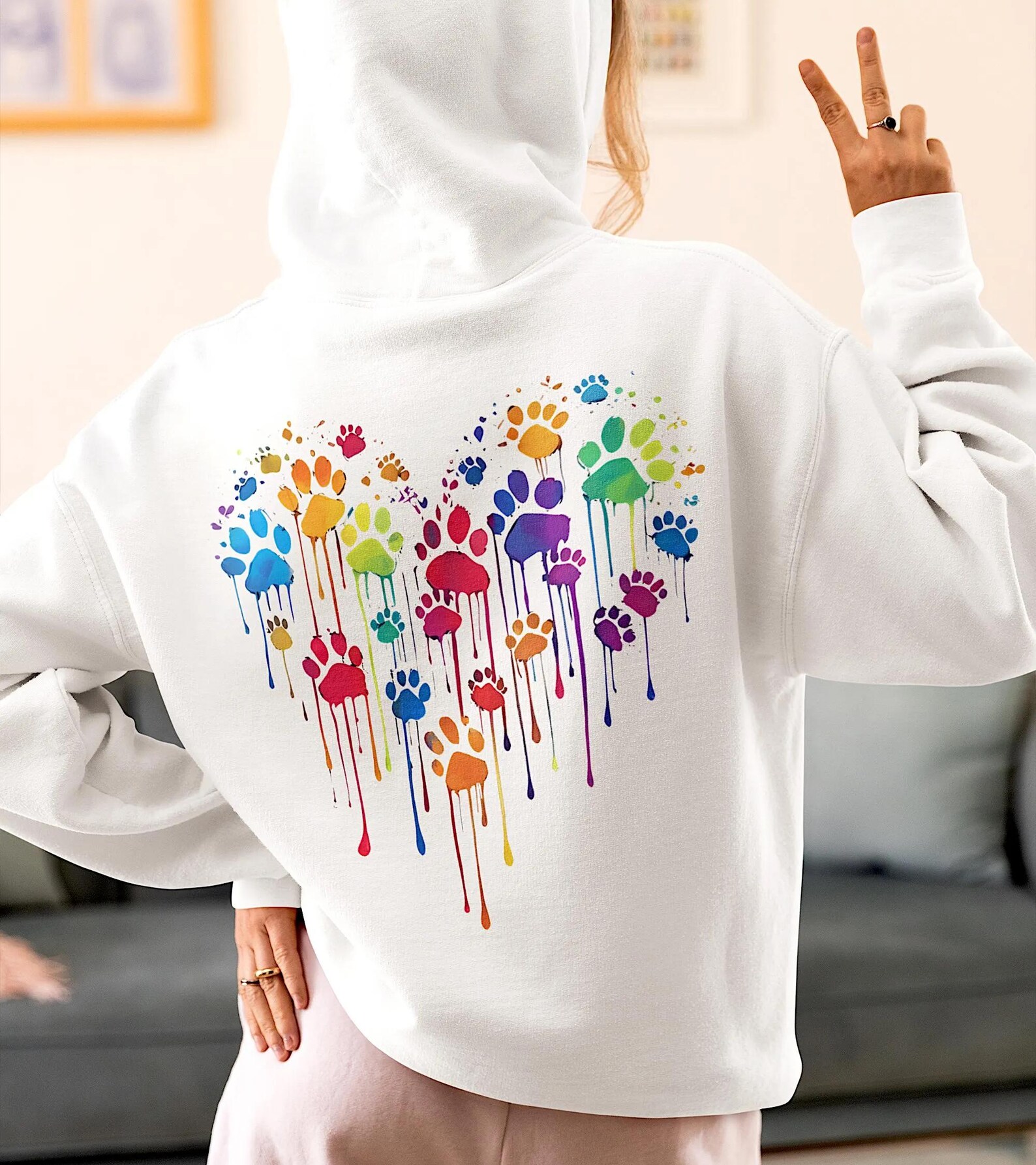 Colorful Dog Paw Heart Shape Bright PNG: Cat Paws, Dog Mama Sublimation ...