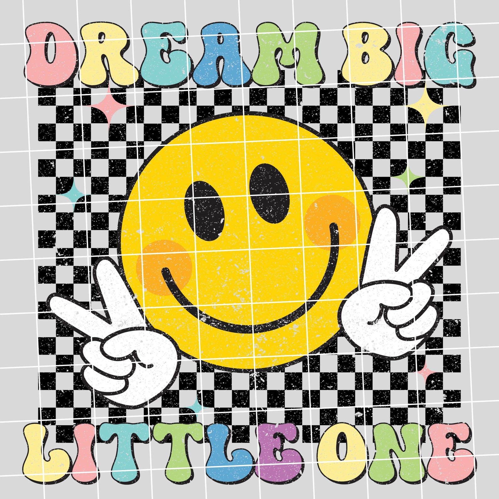 Big Dreams Smiley Face Kids T-shirt PNG: Retro, Motivational ...