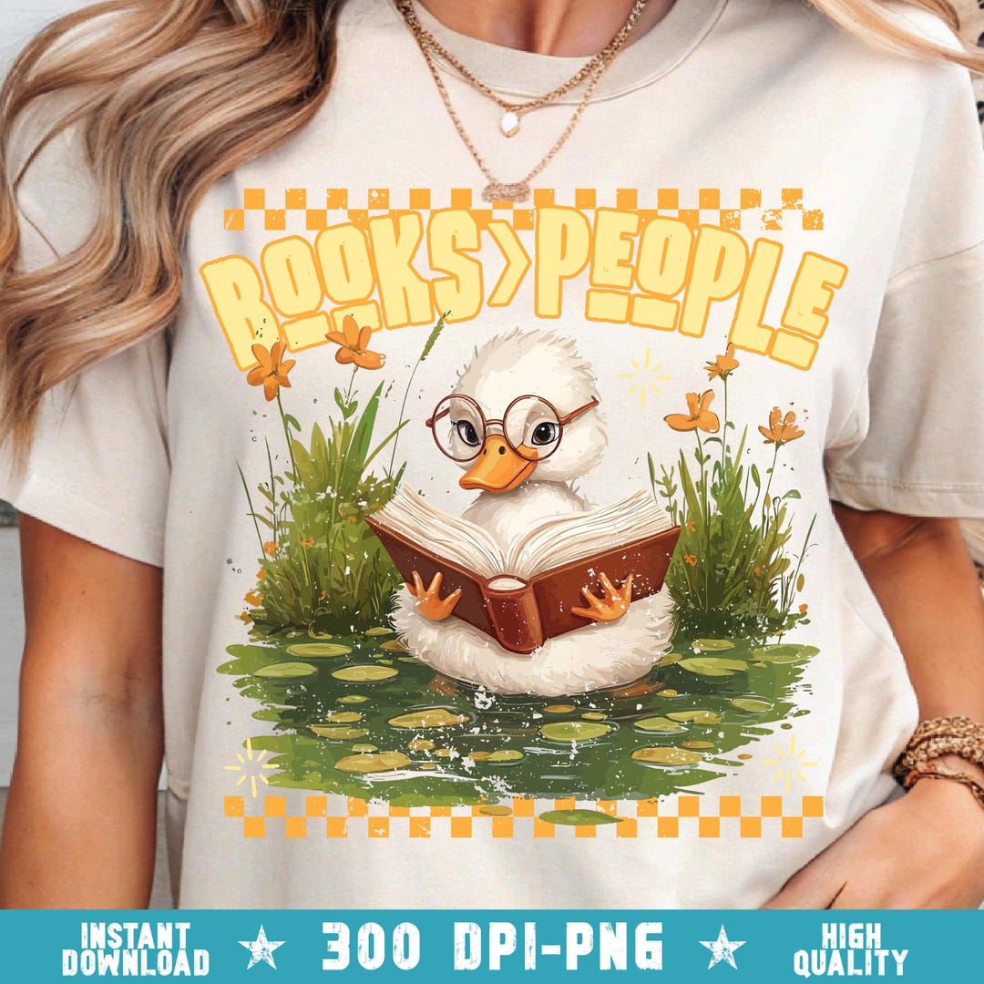 Books Over People Duck PNG, Cute Nerdy Duck Reading a Book PNG ...