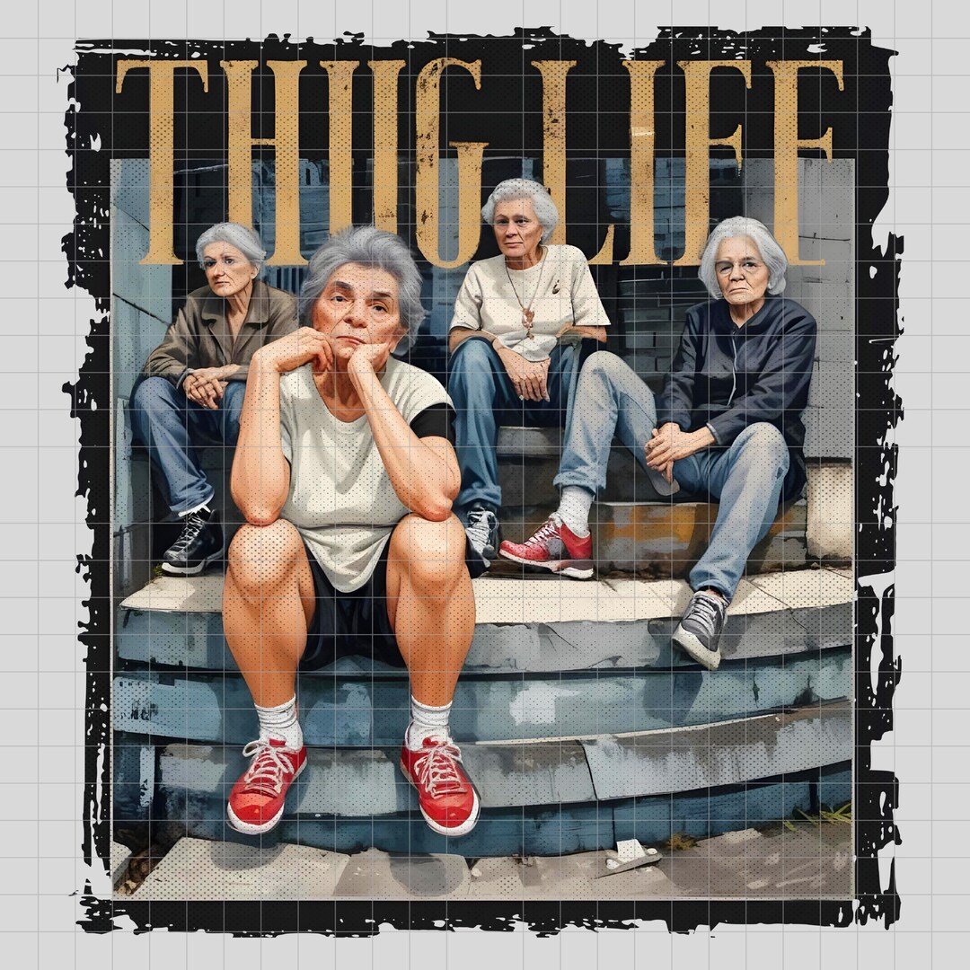 Retro Thug Life Old Ladies PNG: Vintage Grandma Gand Funny T-shirt ...