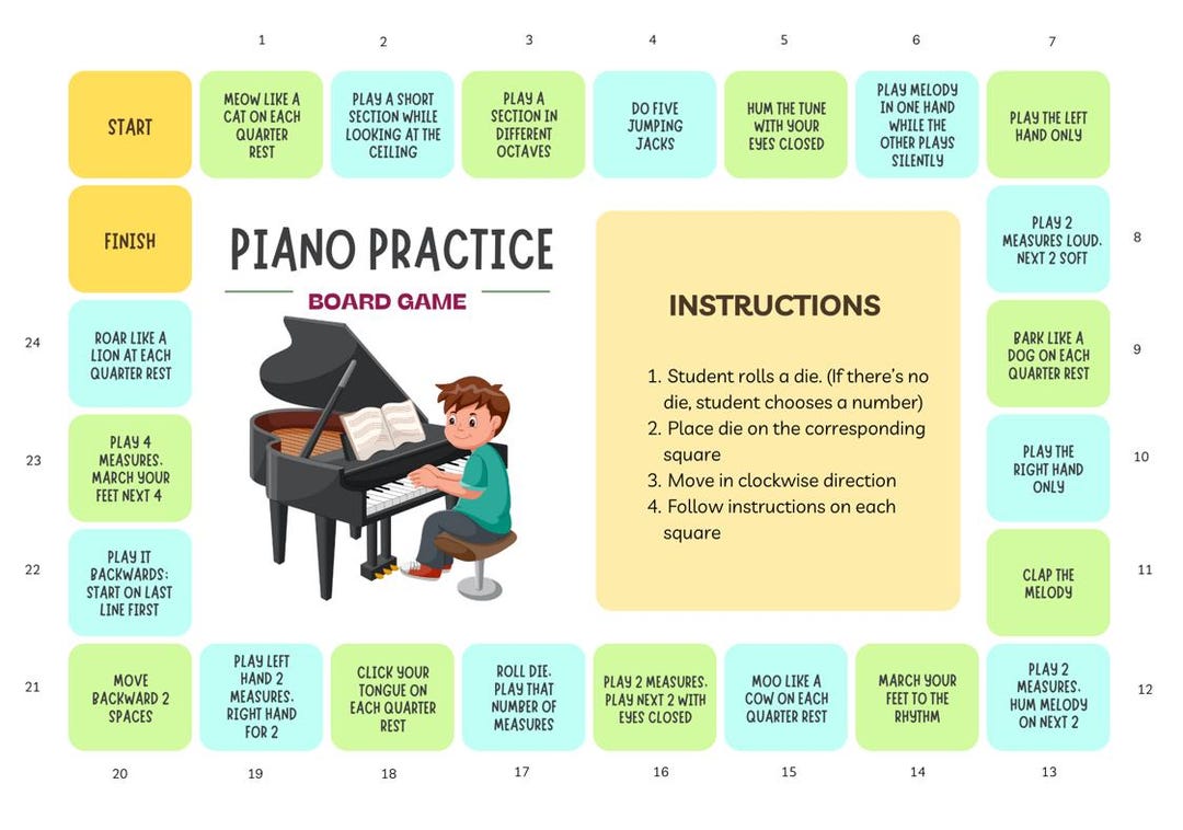 Piano Practice Board Game for Kids – Interactive Music Learning (PDF ...