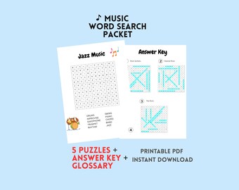 Music Word Search - Music Worksheet_level 1 - Etsy