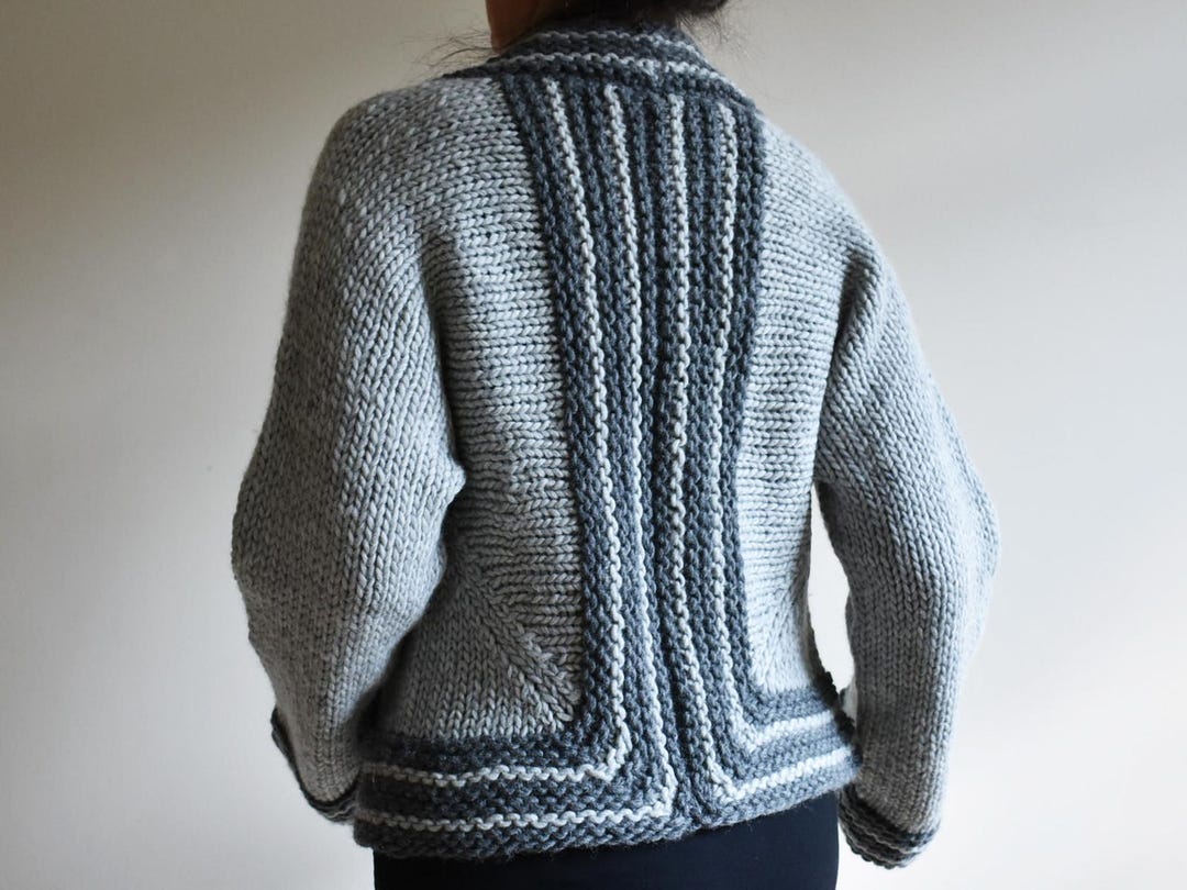 Knitting Pattern LINEA Cardigan 2 Colors Chunky Sideways Design Instant ...