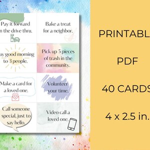 Random Acts of Kindness Cards: Printable Positivity Notes (40 Cards ...