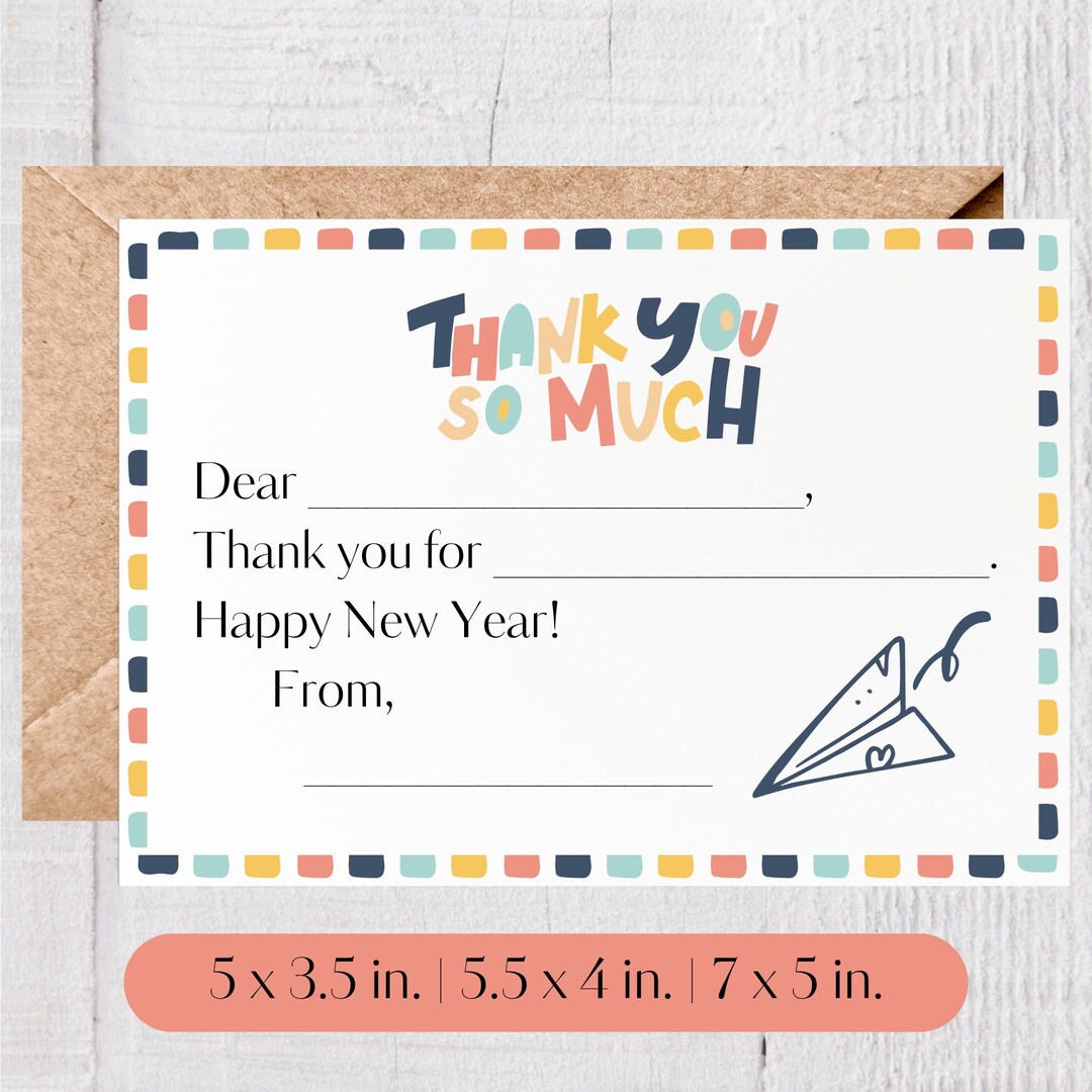 Fillable Thank-you Card | 3 Sizes | Printable | Gratitude ...