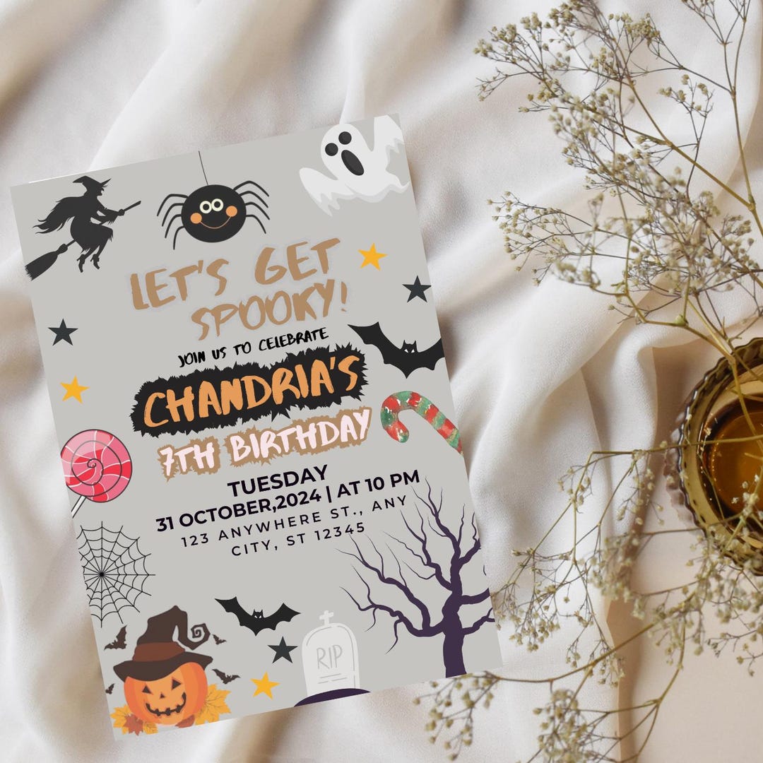Editable Halloween Birthday Invitation, Halloween Ghost Invitation ...