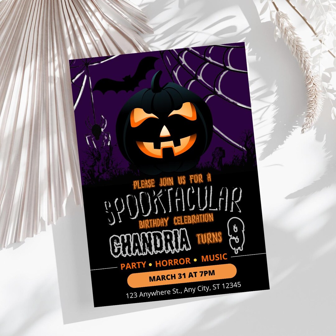 Editable Halloween Birthday Invitation, Halloween Ghost Invitation ...