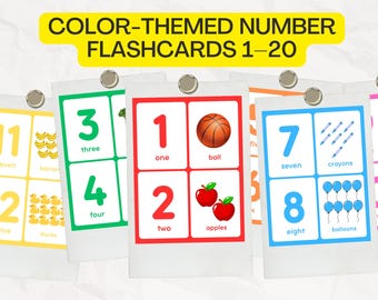 Color Number Flashcards 1-20: Printable Math Learning (PDF + PNG) - Etsy