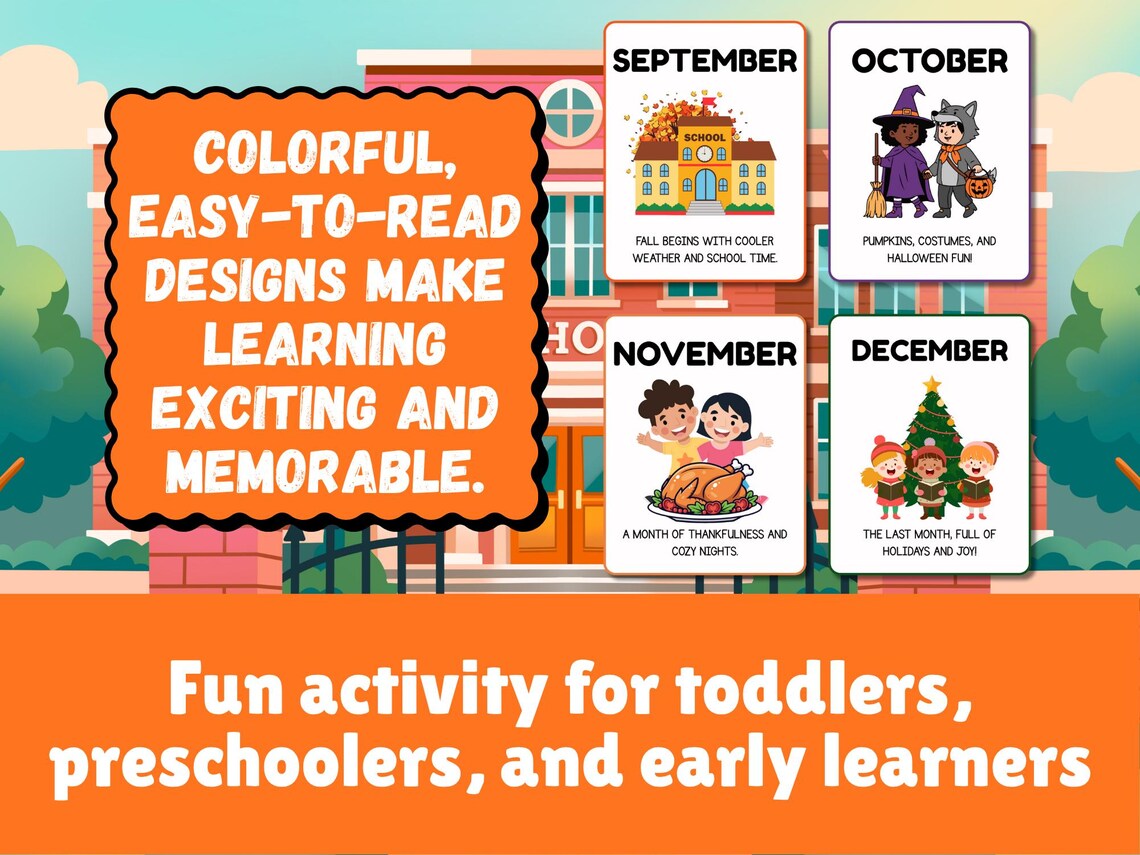 Days and Months Flashcards: Printable Learning Cards for Kids – Instant ...