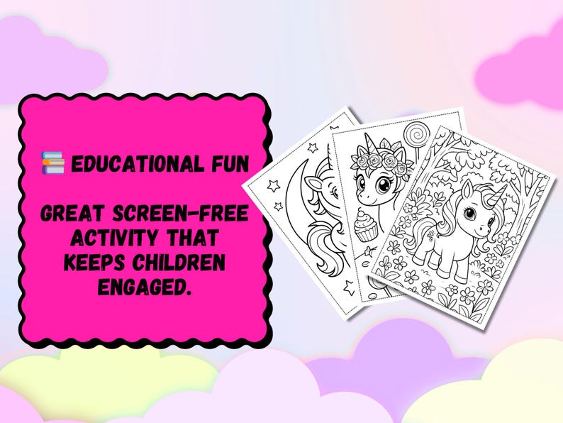 10 Unicorn Coloring Pages for Kids: Printable Activity Set – Instant ...