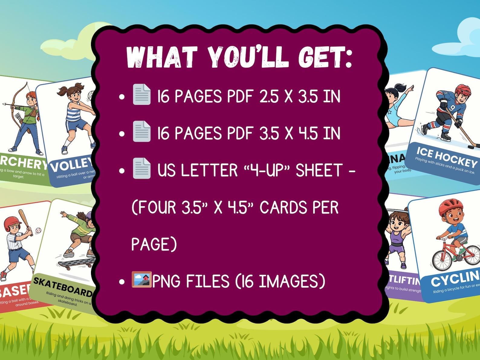 Sports and Activities Flashcards: Printable Learning Cards for Kids ...