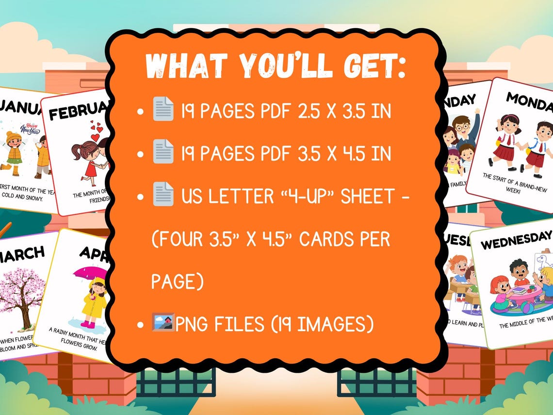 Days and Months Flashcards: Printable Learning Cards for Kids – Instant ...