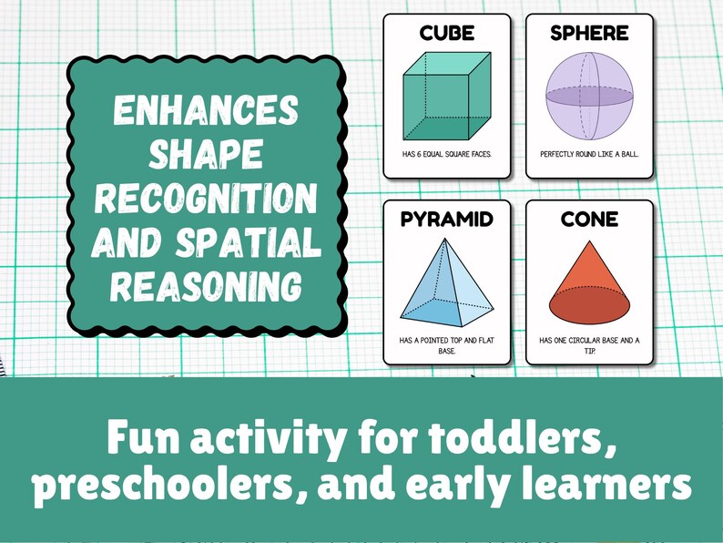 Printable Geometry Flashcards: 3D Shapes Learning Cards for Kids ...
