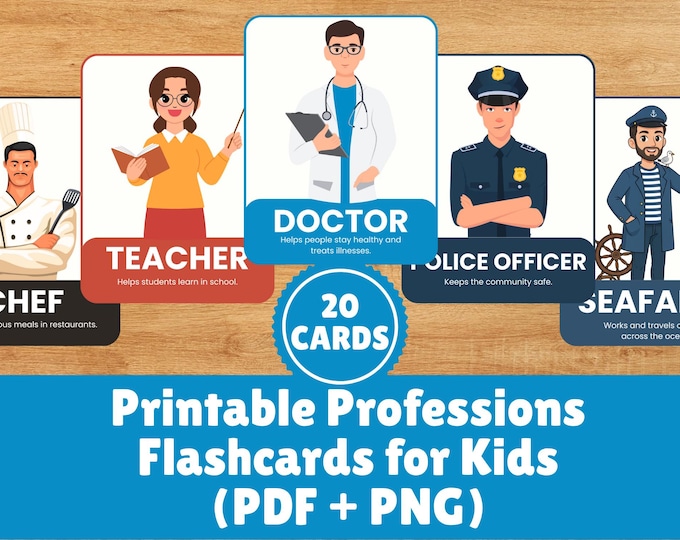 Printable Professions Flashcards for Kids | Montessori Career Learning ...