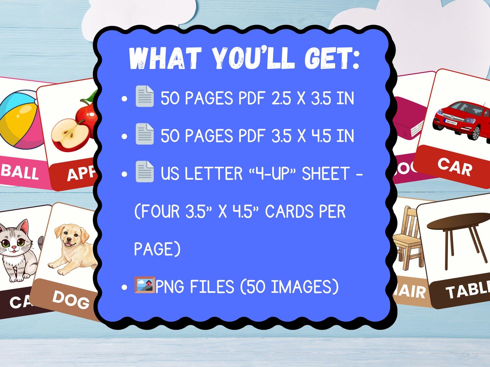Printable 50 First Words Flashcards – Learning Cards for Kids – Instant ...