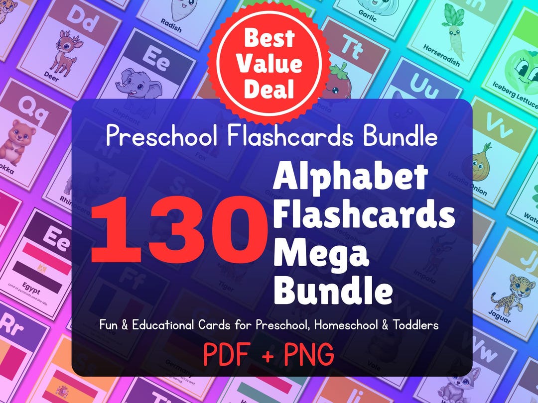 Alphabet Flashcards Mega Bundle: Animals, Vegetables, Countries (PDF ...
