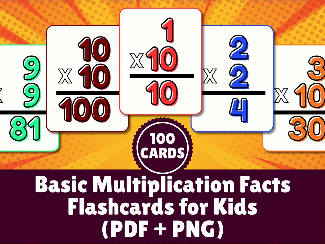 Multiplication Flashcards: 100 Printable Math Learning Cards (PDF + PNG ...