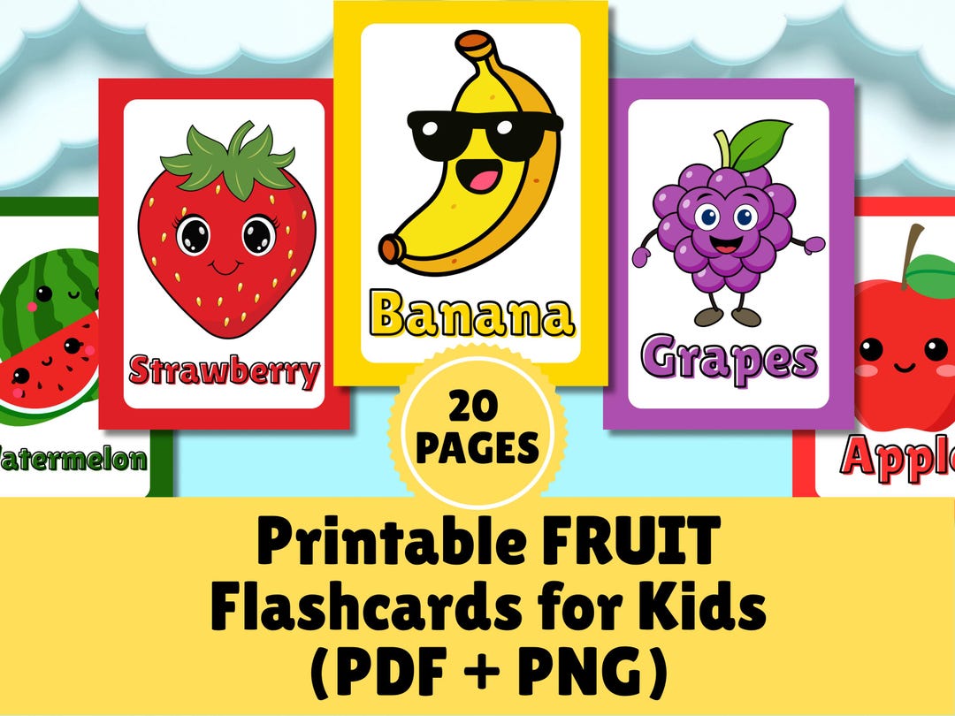 20 Preschool Fruit Flashcards: Printable Learning Cards for Kids ...