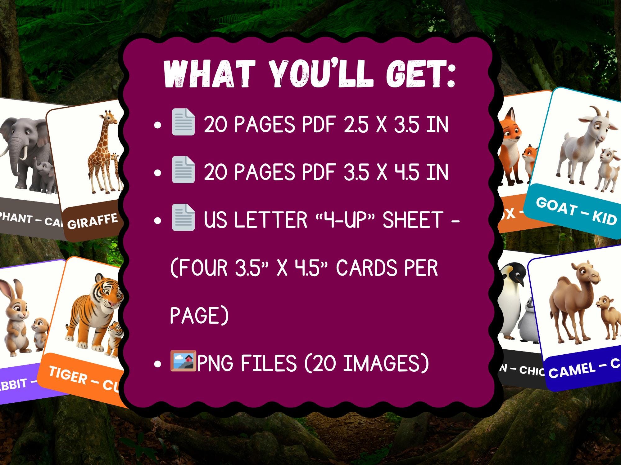 Animals and Their Babies Flashcards for Kids – 20 Printable Learning ...
