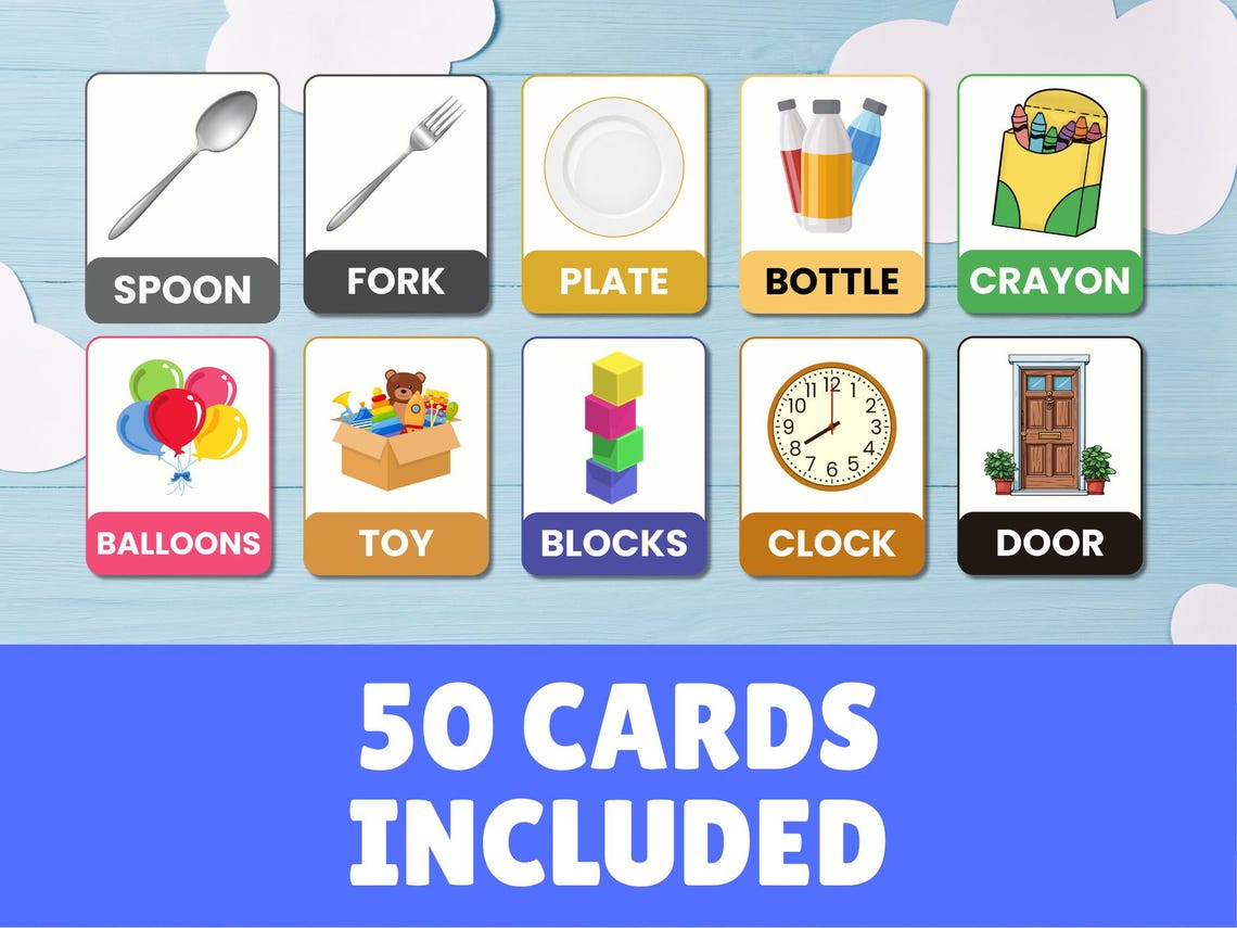 Printable 50 First Words Flashcards – Learning Cards for Kids – Instant ...