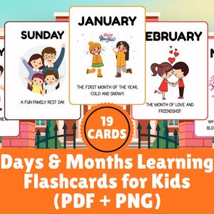 Days and Months Flashcards: Printable Learning Cards for Kids – Instant ...