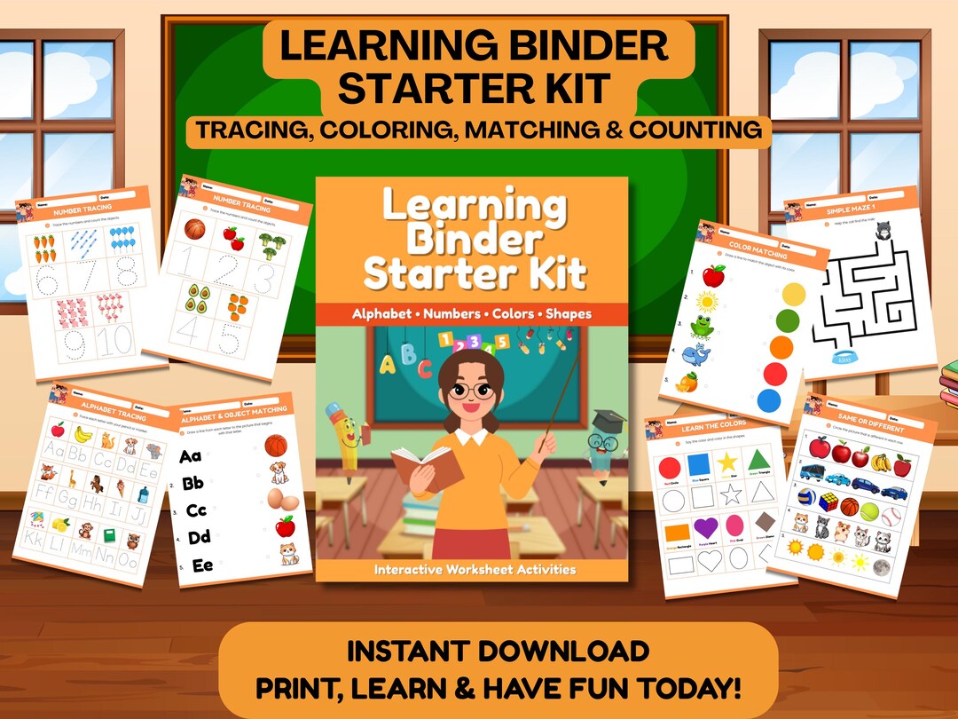 Preschool Learning Binder: Alphabet, Numbers, Colors & Shapes (PDF ...
