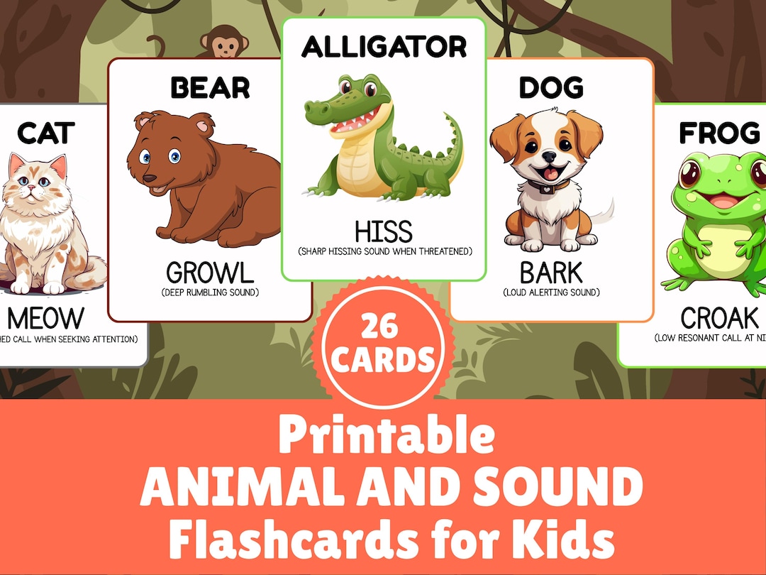 Animal Sounds Flashcards A-Z: Printable Learning Cards (PDF + PNG ...