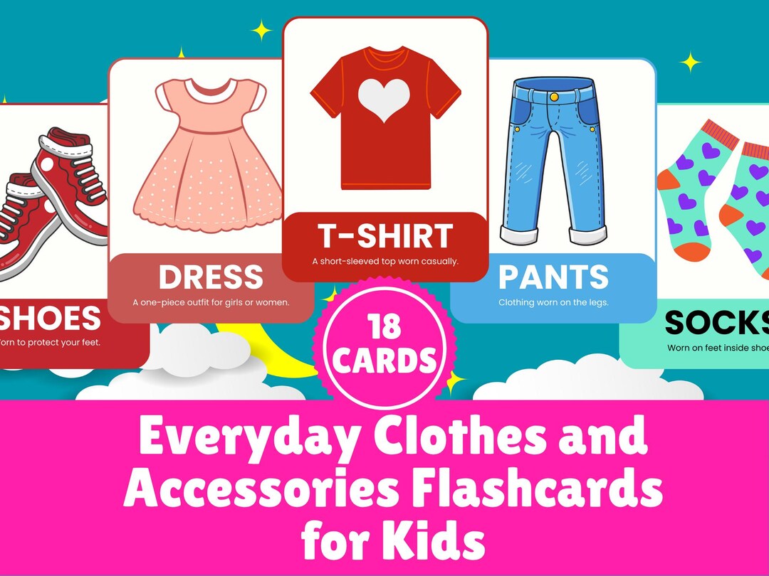 Everyday Clothes and Accessories Flashcards: Printable Learning Cards ...