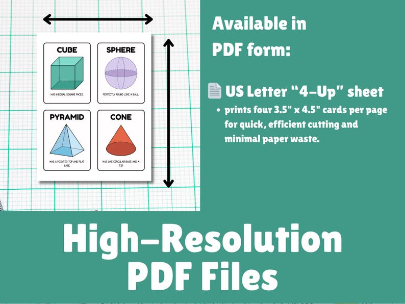 Printable Geometry Flashcards: 3D Shapes Learning Cards for Kids ...