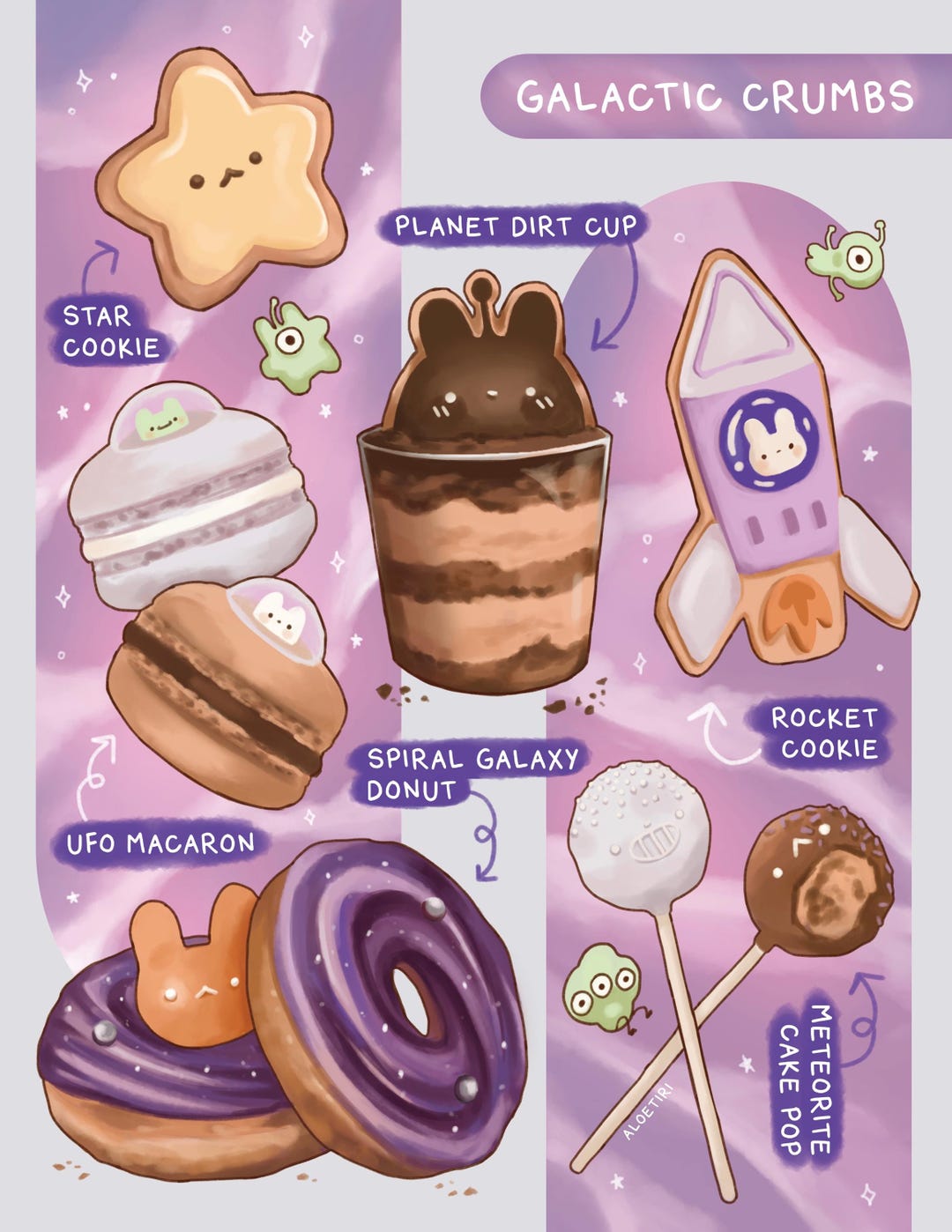 Space Bunny Desserts Art Print, Galaxy Theme, 8.5x11 - Etsy