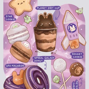 Space Bunny Desserts Art Print, Galaxy Theme, 8.5x11 - Etsy