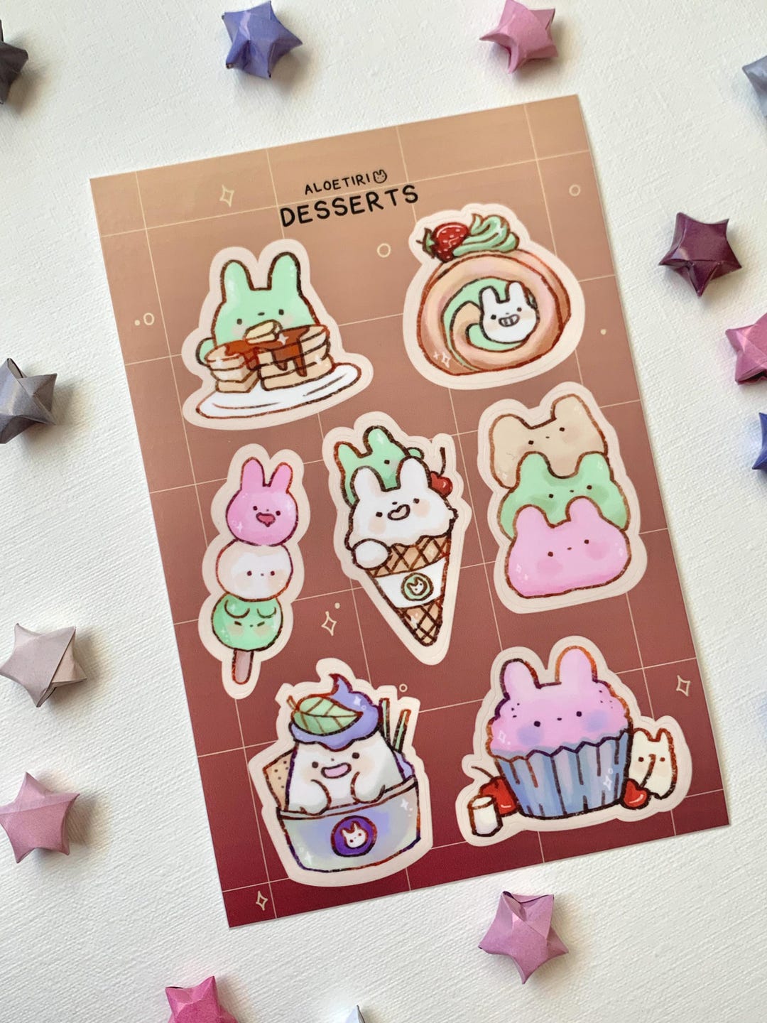 Adorable Bunny & Dessert Sticker Sheet, 4x6 Inch Matte Stickers, Cute ...