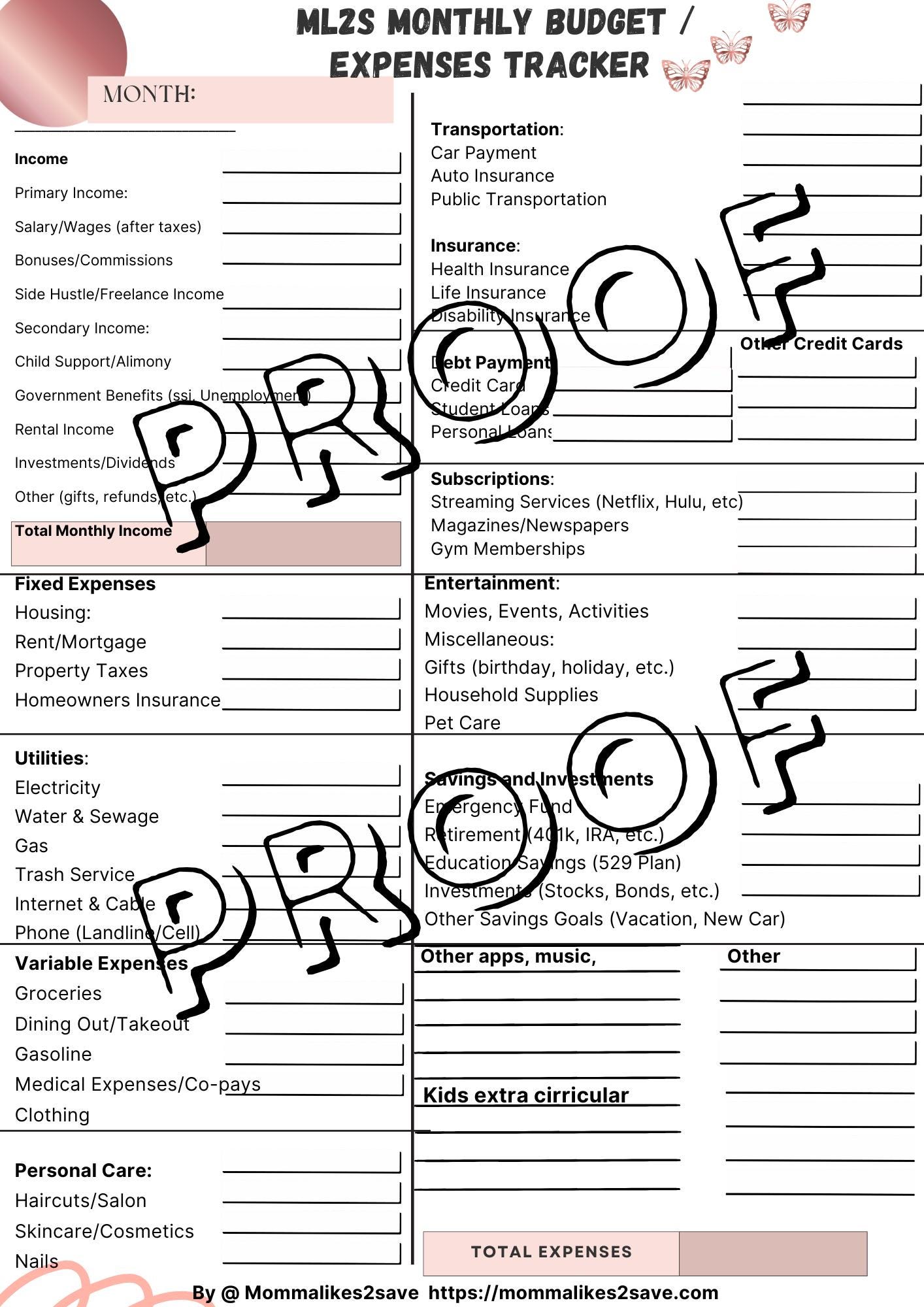 ML2S Monthly Budget and Expense Tracker - Etsy