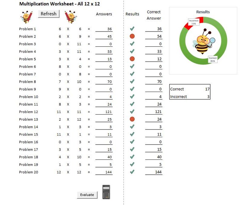 Multiplication Tables Worksheet Auto-generate - Etsy